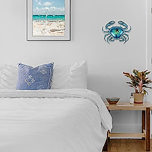 LIFFY Metal Crab Wall Art Decor Ocean Wall Hanging Coastal Wall Sculptures Beach Theme Wall Decoration for Indoor Outdoor Bathroom Bedroom Living Room Garden Pool Patio