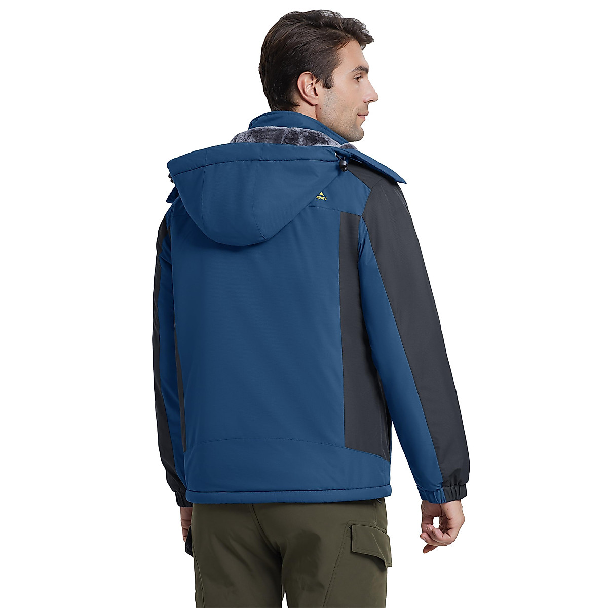 MAGCOMSEN Snowboard Jacket Men Warm Waterproof Ski Jackets Military Tactical Coat Winter Parka with Hood Raincoat Denim Blue, M