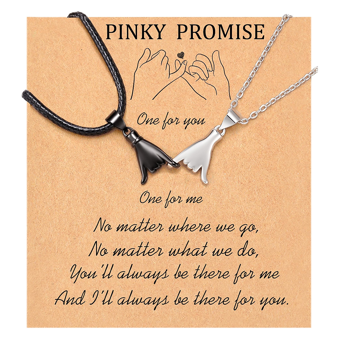 Jeka Matching Necklace for Couples Gifts Pinky Promise Necklace Cute Birthday Anniversary Christmas Valentines Day Gifts for Him Her Boyfriend Girlfriend Husband Wife Jewelry