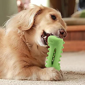 Axfbim Treat Dispensing Dog Toys, Dog Toothbrush Stick Dental Care Teeth Cleaning Toys, Indestructible Dog Chew Toys, for Large Medium Breed Dog, Durable Dog Toys (B)