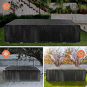 UMINEUX Outdoor Waterproof Patio Furniture Covers,420D Oxford Polyester Black Rectangular Sectional Furniture Set Covers with Windproof Buckles Air Vents (126"L x63"W x 28"H)