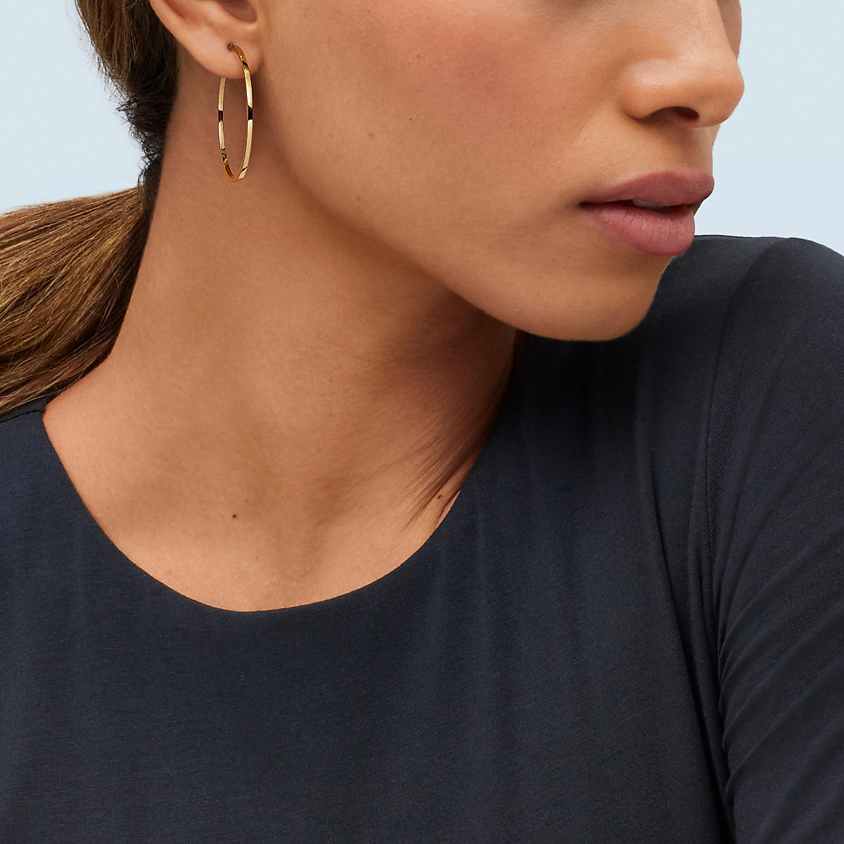 Welry Square Tube Hoop Earrings for Women, 10K Yellow Gold, Jewelry Gift Idea, 40mm