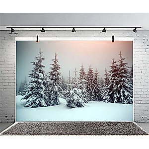 Leyiyi 7x5ft Enchanted Winter Forest Backdrop Snow Covered Woodland Pine Trees Russia Travel Cold Weather Landscape Photography Background Merry Christmas New Year Photo Studio Prop Vinyl Wallpaper