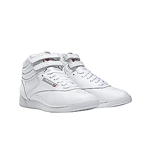 Reebok womens Freestyle Hi Sneaker, White/Silver 2, 7.5 US