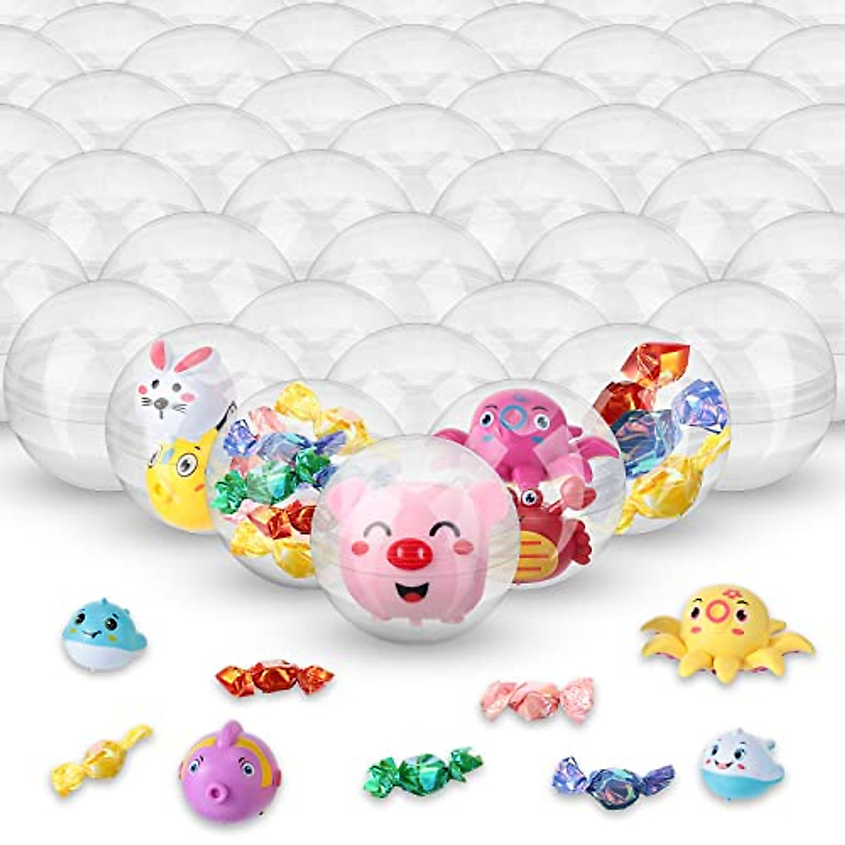 Honoson 500 Pcs Vending Machine Capsules Empty 2'' Round Capsules Gumball Machine Capsules Small Balls Mini Plastic Prize Containers for Kids Toy Candy Party Favor Themed Gift (Clear)