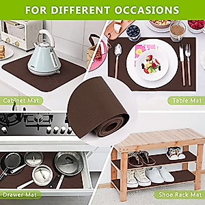 Shelf Liner Cabinet Liners for Kitchen, Non Adhesive Drawer Liner, Durable Washable Waterproof Fridge Refrigerator Mat Pantry Shelf Protector Liner for Shelves, Cupboard, Coffee 11.8 x 78.7 inches