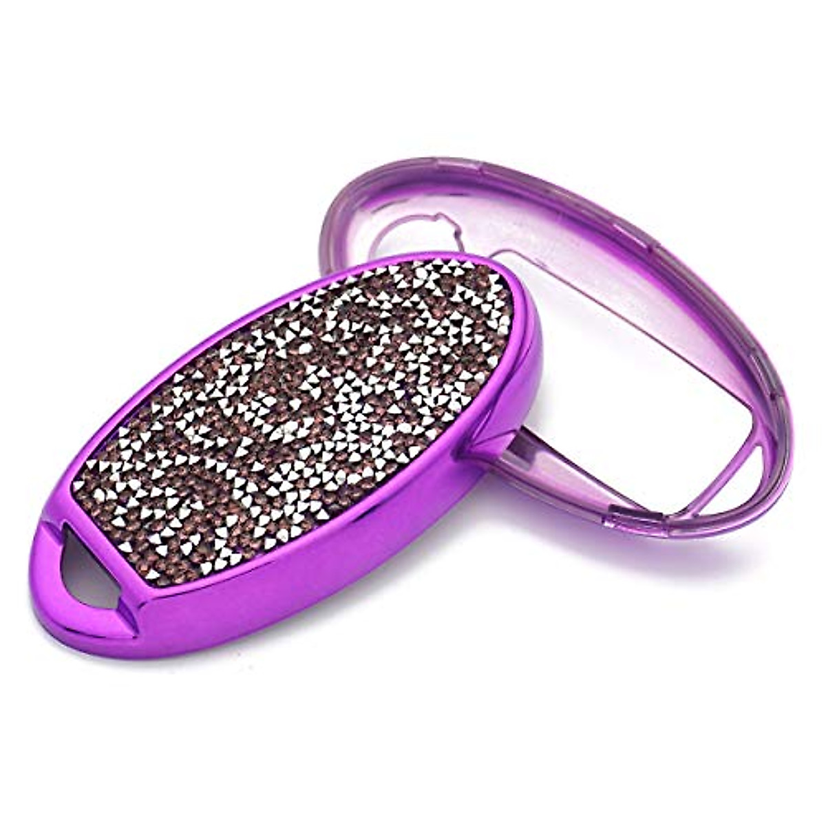 Royalfox 3 4 5 6 Buttons 3D Bling Girly Fashion keyless Remote Smart Key Fob case Cover for Infiniti Nissan Murano Pathfinder Maxima Lannia Altima Sentra Rogue Armada (Purple case only)