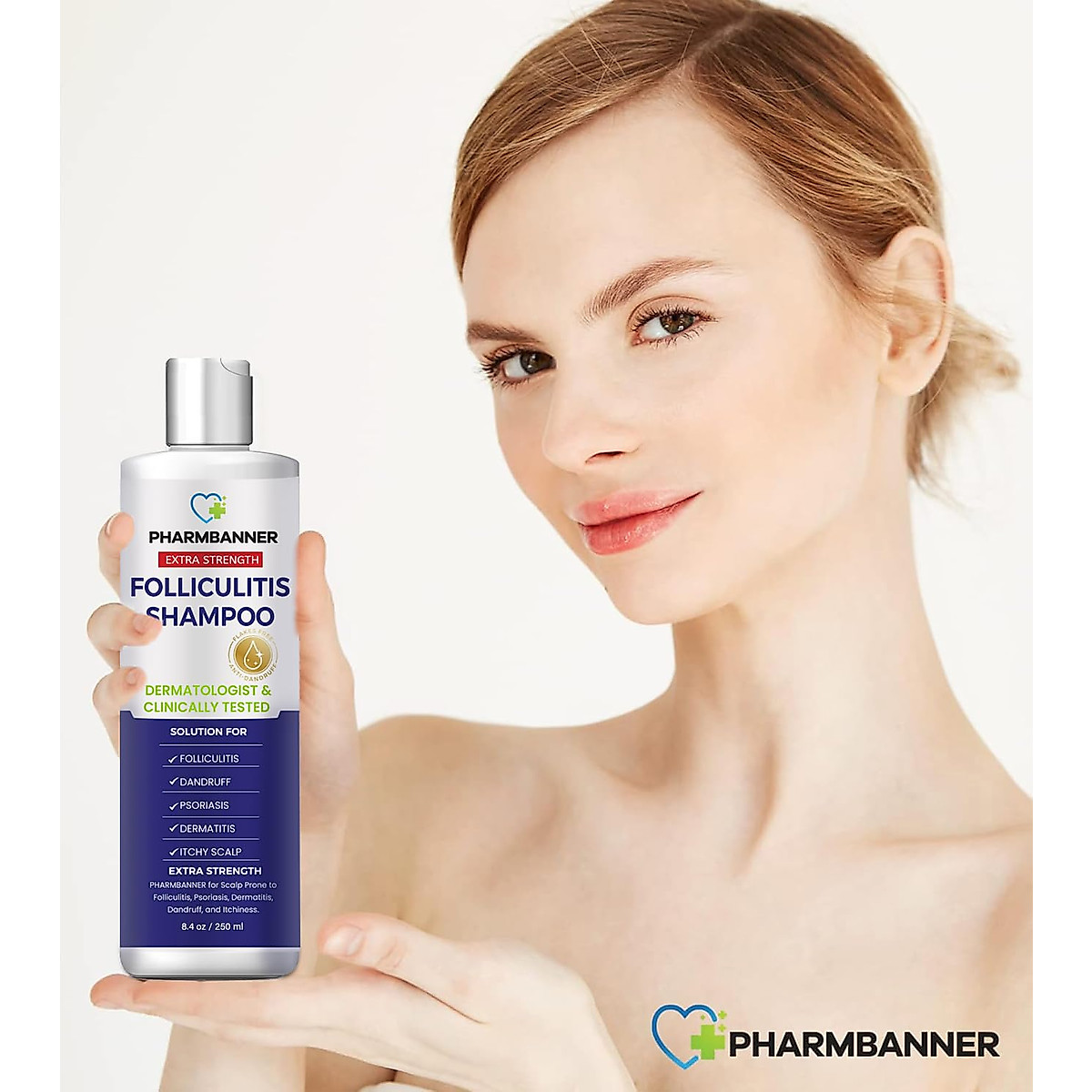 PHARMBANNER Anti-Fungal Shampoo for Folliculitis, Seborrheic Dermatitis, Scalp Psoriasis - Relieves Itchy & Dry Scalp