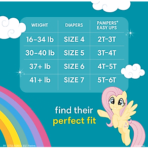 Pampers Training Pants - Easy Ups Girls & Boys - Size 3T-4T, 116 Count, My Little Pony Potty Underwear (Packaging May Vary)