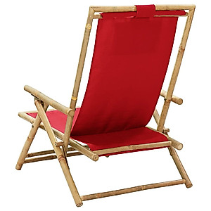 Reclining Relaxing Chair Red Bamboo and Fabric Make Your Patio Shine Essential Outdoor Seating Solution