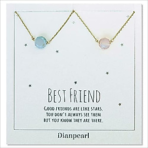 Best friend necklace, BFF Necklace, friendship necklace for 2, Gold dainty necklace, simulated gemstone necklace, valentines day