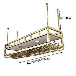 DASHADAO Hanging Wine Glass Rack-Wine Rack Ceiling Wine Rack Suspension Wine Glass Holder Wine Bottle Holder Overhead Garage Storage Hanging Plant Shelf Wall Mount Shelf Wine Glass Rack/Bot