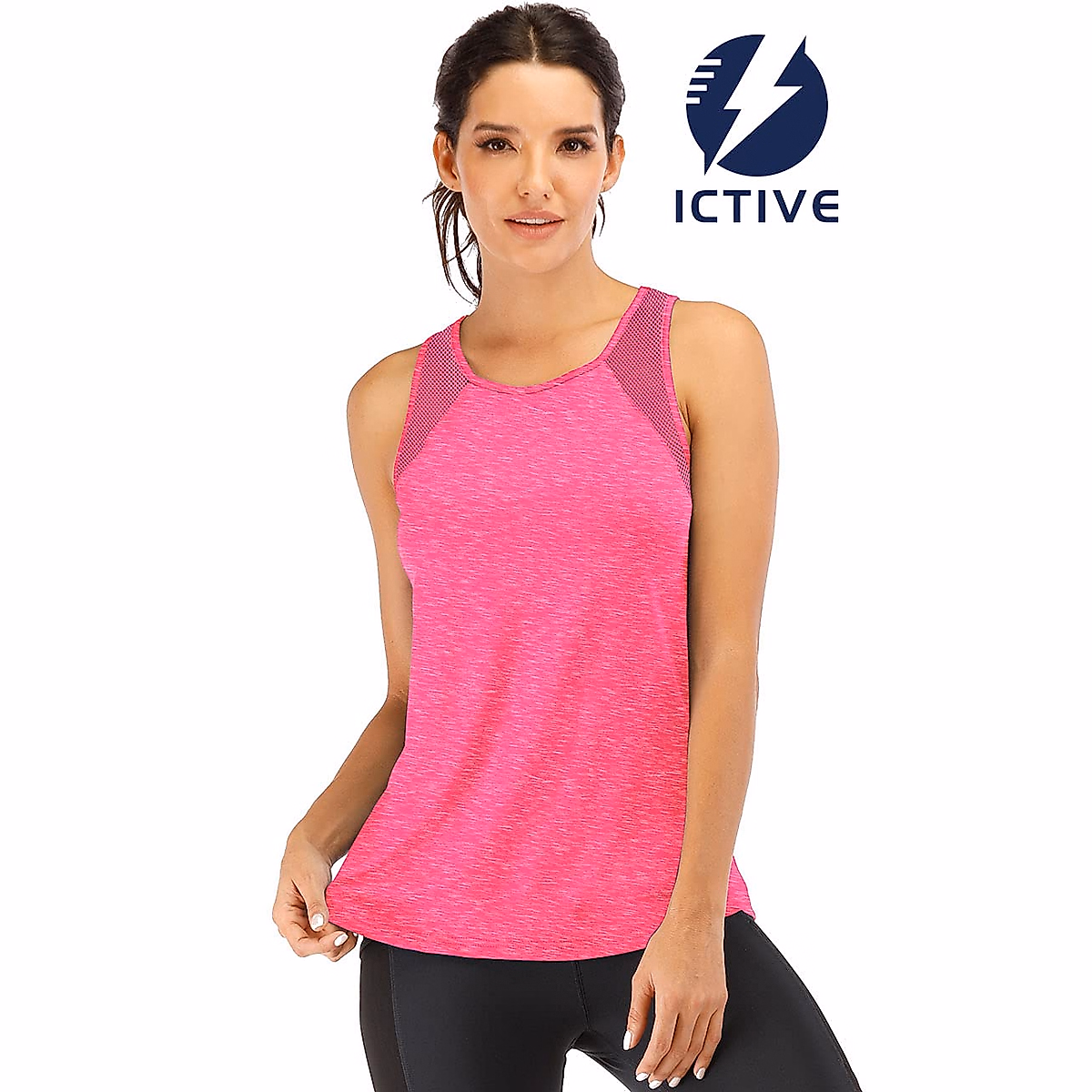 ICTIVE Workout Tank Tops for Women Breathable Mesh Racerback Tank Tops Muscle Tank Workout Tops for Women Yoga Tops for Women Loose fit Backless Running Tank Tops Gym Tops Rose M