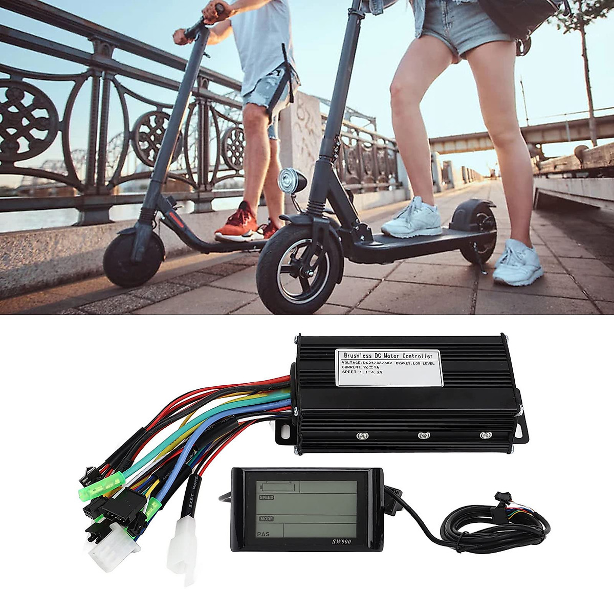 RiToEasysports Electric Scooter Conversion Kit, SW900 Panel 26A 3 Modes Controller Kit for 500W 750W Motor