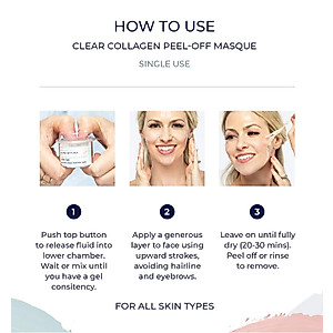 Alana Mitchell Anti Aging Peel Off Collagen Face Mask For All Skin Types Instantly Reduces Wrinkles & Fine Lines - Tightening Firming Smoothing & Toning - All Natural (Two Pack)