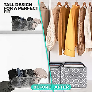 DABROSI Wardrobe Clothes Organizer for Folded Clothes - Pants Organizer - Jean Organizer for Closet (6-grid Large)