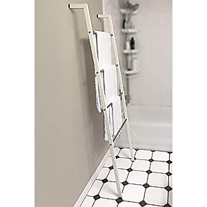 Asta Metal Towel Ladder with 4-Tier Stainless Steel Storage Rungs. Powder-Coated Metal Storage Rack for Bathroom, Bedroom and Laundry Room. B601 (Light Beige)