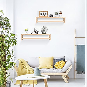 Gneric Floating Shelves for Wall, Burlywood Nursery Book Shelves, 23.6 inch Kids Bookshelf, Wall Shelves for Living Room Bedroom Decor,Kitchen Spice Rack,Bathroom Storage Rack(2 Pack)