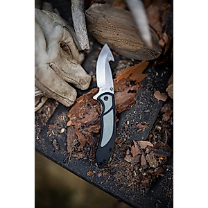 Old Timer Trail Boss 8in Gut Hook Folding Knife with High Carbon Stainless Steel, TPE Grip Handle, Finger Flip Assist, and Liner Lock for Hunting, Field Dressing, Skinning, Gutting, and Outdoors