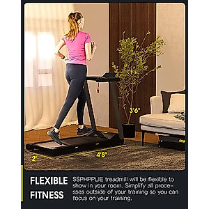 SSPHPPLIE 300 lb Capacity Foldable Treadmill - 3.0HP Portable Folding Treadmills for Home & Office, with Online Events, 12 Programs(App) (Yellow Logo)