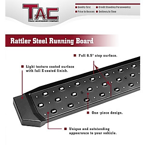 TAC 6.5” Running Boards Fit 2015-2024 Ford F150 Regular Cab | 2017-2024 Ford F250/F350/F450/F550 Super Duty Regular Cab Utility Black Rattler Steel Side Steps 2pcs