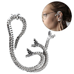 Generic 2pcs Ear Cuff Jewelry Snake Shape Cuff Earring Gothic Climber Earrings Punk Ear Decoration Halloween Novelty Ear Jewelry for Women Men, Silver, 6x5cm (44L0N438AU1209QIV7S)