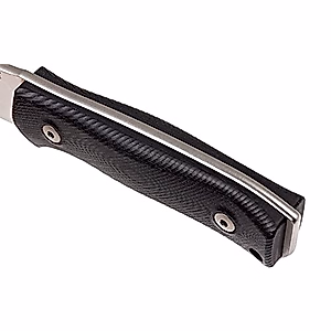 LionSTEEL M4 Fixed Blade Camping and Outdoor Knife, M390 Steel Hollow Grind Drop Point Blade, Black G10 Handle, Includes Double Stitched Leather Sheath