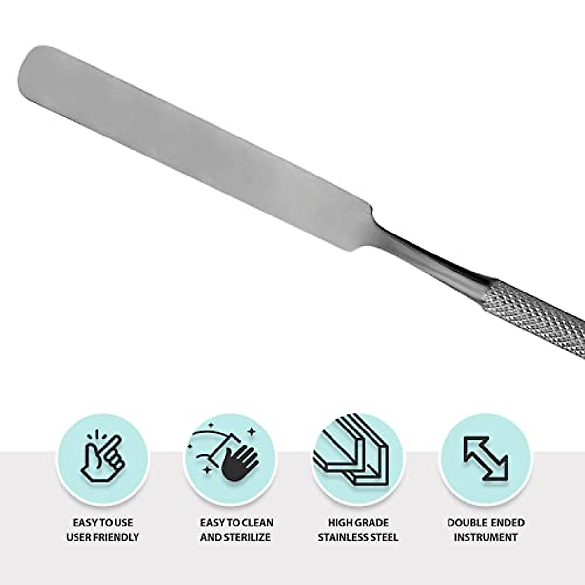 SURGICAL ONLINE Metal Spatula 5 pcs Set Kit Tools - Stainless Steel Double-Sided Tools, High Mirror Finish, Built-in Finger Grips.