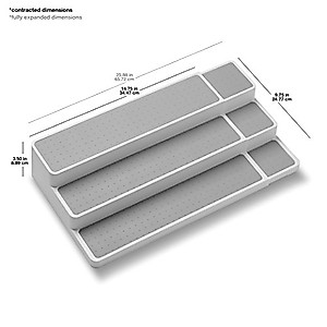 Madesmart Shelf Organizer Cabinet Collection, Fit Shelves, Soft-Grip Surface, Non-Slip Feet & BPA-Free, Large, White Expandable
