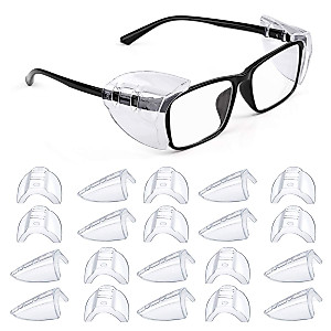 MELASA 12 Pairs Eye Glasses Side Shields, Flexible Slip on Side Shields for Safety Glasses Fits Small to Large Eyeglasses Universal