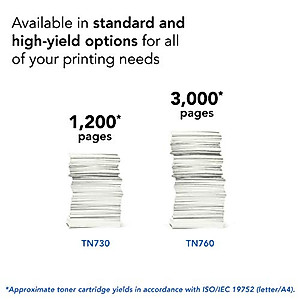 Brother Genuine TN730 3-Pack Standard Yield Black Toner Cartridge with Approximately 1,200 Page Yield/Cartridge