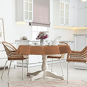 Brite Tools Premium Leather Splat Mat Under High Chair 52” Anti-Slip Bonded Suede Backing Wipeable Waterproof Stain Spill Resistant Floor Cover Portable Baby Drop Table Cloth Blanket (Brown (Round))