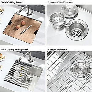 19 Inch Stainless Steel Undermount Bar Sink-VASOYO 19x18 Wet Bar Sink Undermount Kitchen Sink Workstation Outdoor Rv Sink 16 Gauge Stainless Steel Small Single Bowl Undermount Sink with Cutting Board