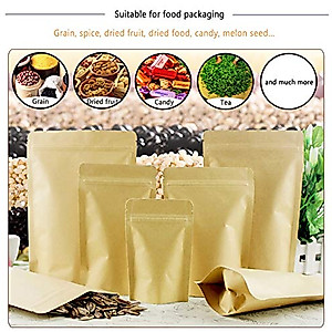 SumDirect Kraft Stand Up Pouches - 50 Pack 5x7 Inch Ziplock Food Storage Reusable Bags with Foil Lined for Home or Business (Brown)