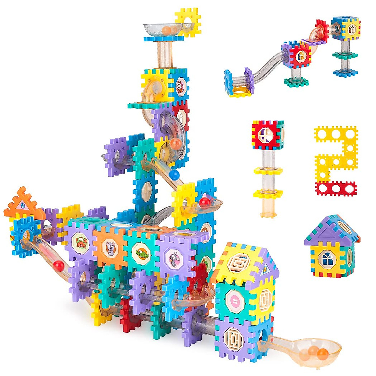 TAKIHON Marble Run Race Track Toys,192PCS Building Blocks Set with Ball,DIY Building Toys,STEM Educational Toys,Gift for Kids,Toddlers,Boys,Girls