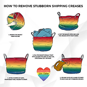 Large Rainbow Baby Laundry Basket Blanket Holder Rainbow Classroom Decor Toy Organizers And Storage Basket For Blankets Woven Basket With Handles Cotton Rope Basket 16"x16"x16"