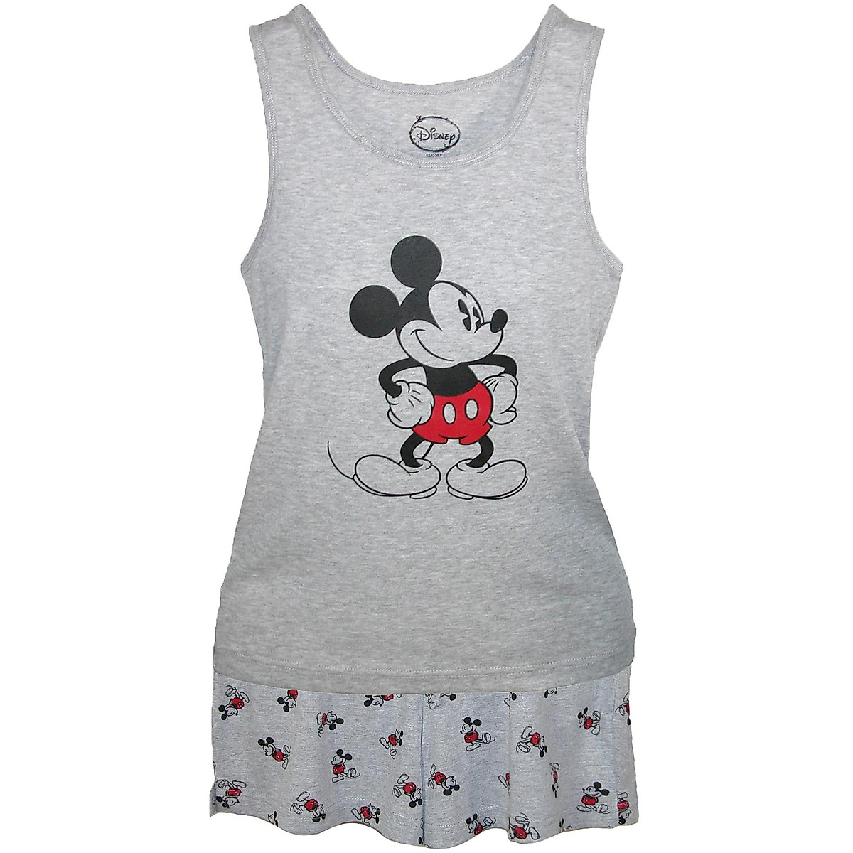 Disney Mickey Mouse Tank and Shorts Pajama Set, XL, Grey