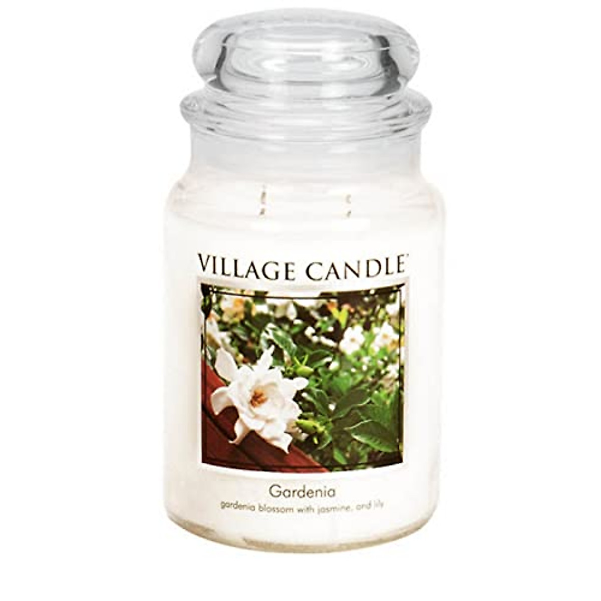 Village Candle Gardenia Large Glass Apothecary Jar Scented Candle, 21.25 oz, White