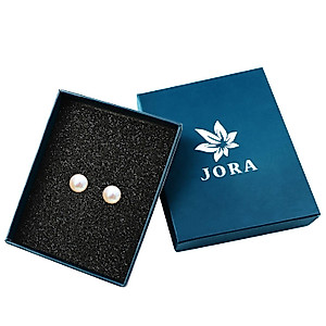 Classic Dainty 925 Sterling Silver 6mm White Freshwater Cultured Pearl Stud Earrings for Women