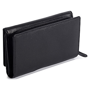 SADDLER Womens Luxurious Leather Trifold RFID Protected Wallet Clutch Purse with Zipper Coin Purse | Designer Multi Credit Card Holder for Ladies | Gift Boxed - Black