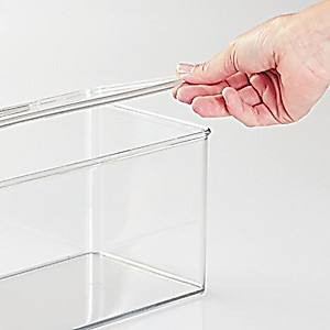 iDesign Modern Clear Rectangular Stackable Shatterproof BPA Free Plastic Kitchen Storage Box, 14 x 34 x 12.5 cm