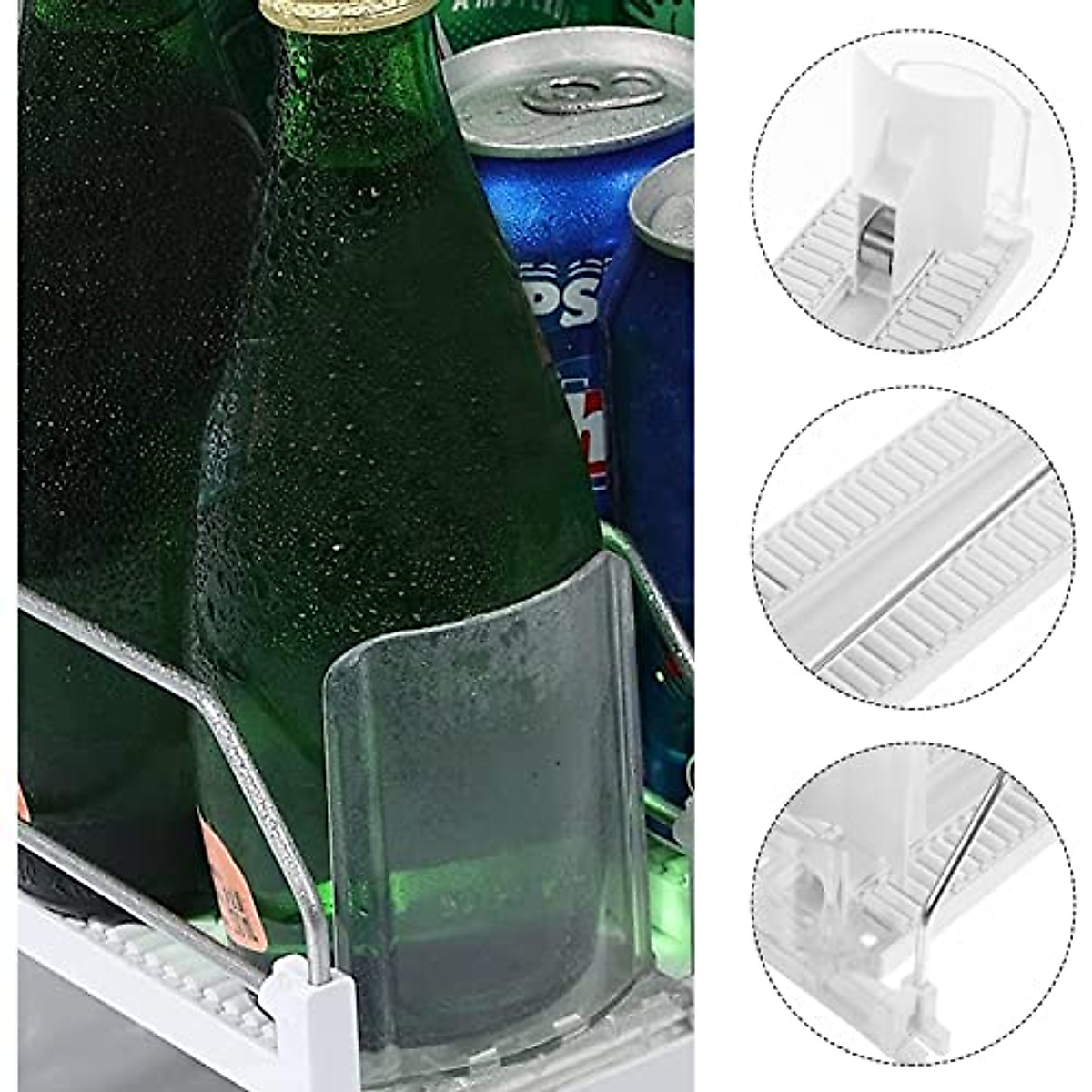 Drink Organizer for Fridge Plastic Pusher Tray Rack Automatic Vending Machine Sliding Organizer Fast Pusher Glide Pull Out Cabinet Shelf Drink Holder Refrigerator Drink Holder