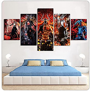Anime Canvas Wall Art Manga Swords Ichigo Kurosaki Soul Reaper 5 Pieces HD Pictures Print for Living Room Home Bedroom Playroom Decor Unframed
