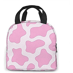 Lunch Bag Pink Cow Print Lunch Box Insulated Bag Tote Bag For Men/Women Work Travel