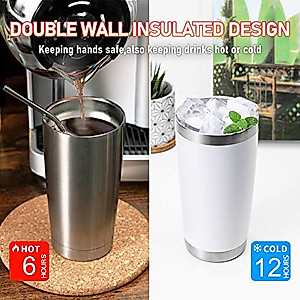 COMOOO 20oz Double Wall Vacuum Insulated Travel Mug, Stainless Steel Tumbler with Lid, Durable Powder Coated Insulated Coffee Cup for Cold & Hot Drinks (Cold Grey, 1 Pack)