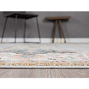 Abani Azure Collection Faded Beige & Blue 6'x9' Persian Area Rug - Vintage Style Accent Rug Rugs