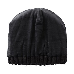 Home Prefer Men's Winter Hats Acrylic Knit Beanie Watch Cap Cold Weather Snow Ski Beanie Hat with Lining Black