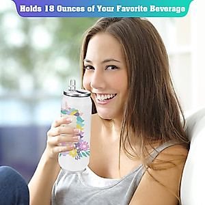 YOUKE OLA 12 Pack Sublimation Blank Can Shaped with Straw Lids 16oz White Double Walled Vacuum Insulated Stainless Steel Water Bottle for Sublimation Print