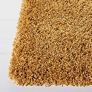 Safavieh Hudson Shag Collection 6' x 9' Gold SGH220D Modern Solid Non-Shedding 2-inch Thick Area Rug