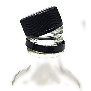 200 ml (6.6 oz) Glass Flask Liquor Bottle with Black Caps (12 Pack)